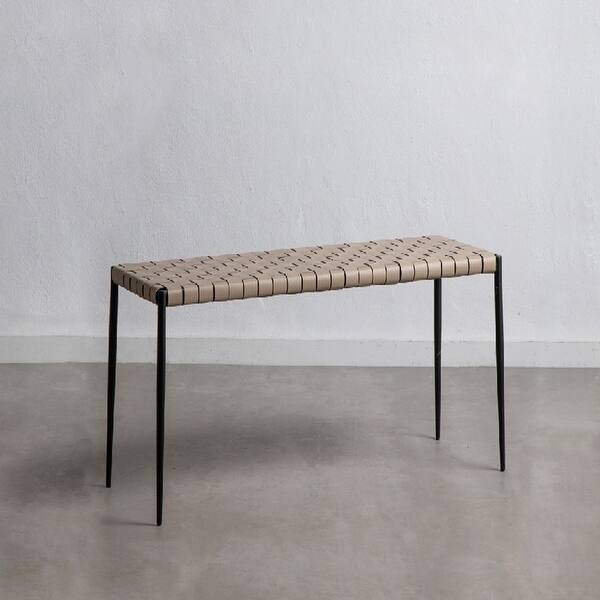 Soho Mid-Century Modern Leather Weave Coffee/Bench 28-inches/ 47-inches ...