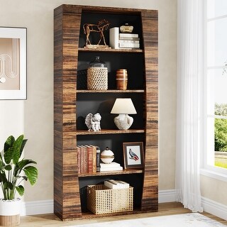 5 Tier Bookcase/Book Shelf With Back Panel, Floor Standing Display ...