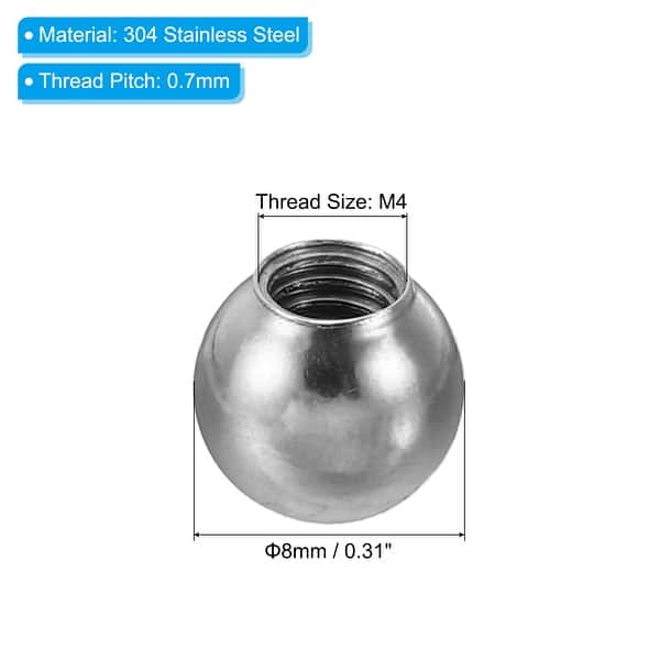 M4x8mm Ball Nuts Knob, 5 Pcs Thread Blind Hole Screw Cap Cover, Silver ...