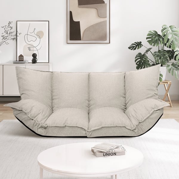 Modern Lazy Sofa Bed Beige Folding Futon for Kids or Home - Bed Bath ...