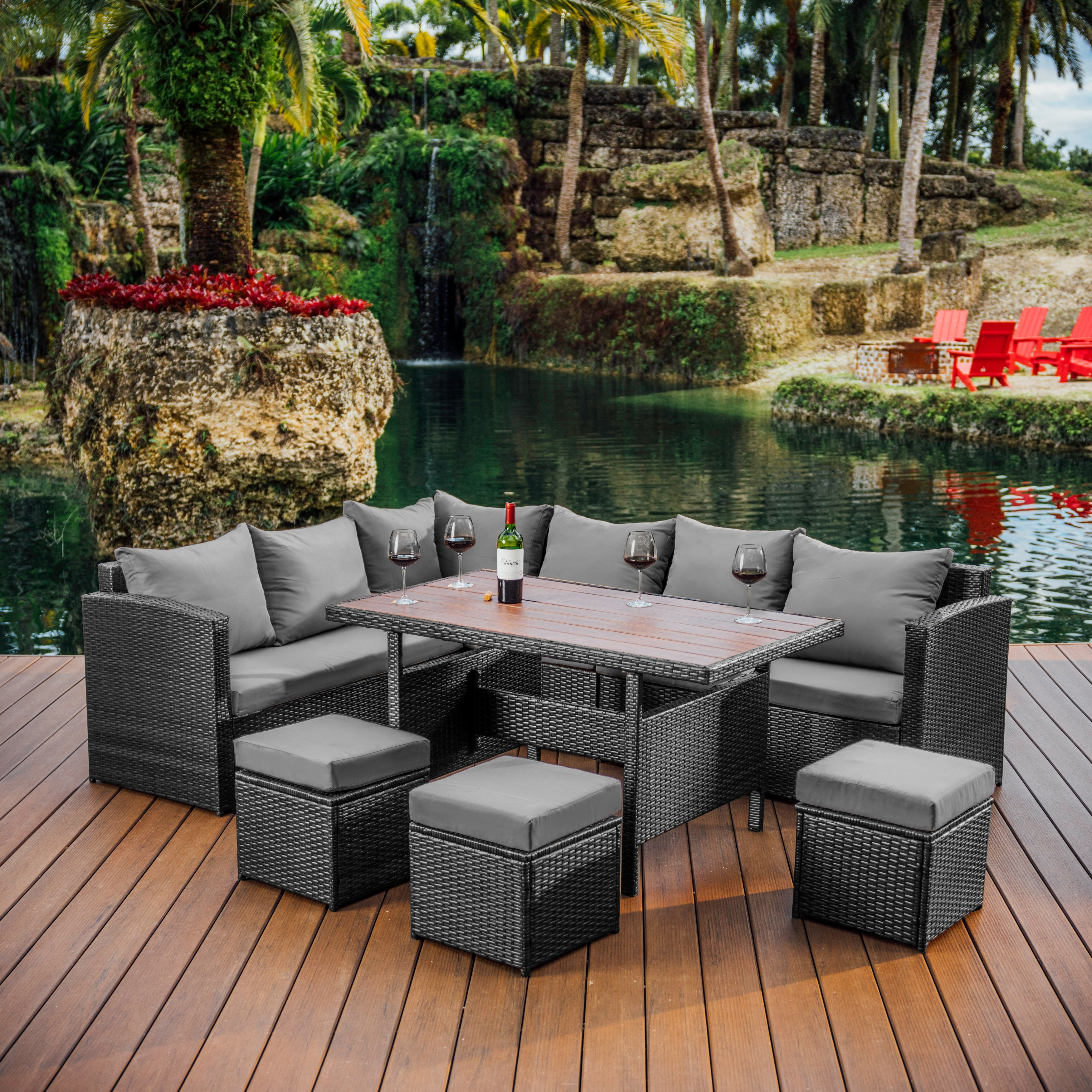 7 piece wicker outdoor dining set store