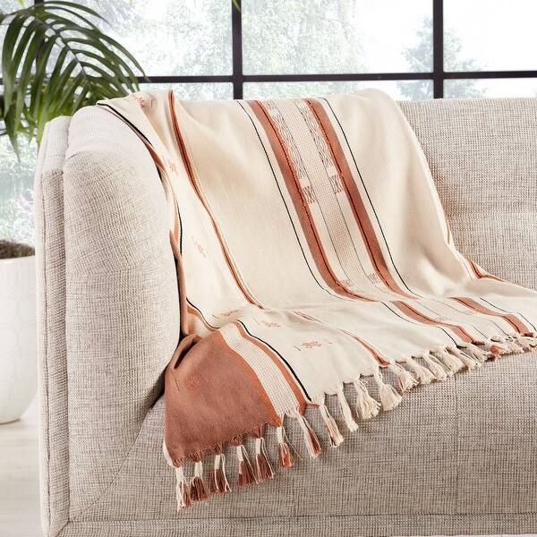 Prasuna Hand-Loomed Tribal Cream/ Tan Throw - Bed Bath & Beyond - 32802930