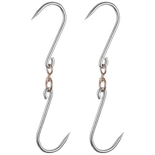 Swiveling Meat Hook, Galvanized Processing Butcher Hooks, 2Pcs - Silver ...
