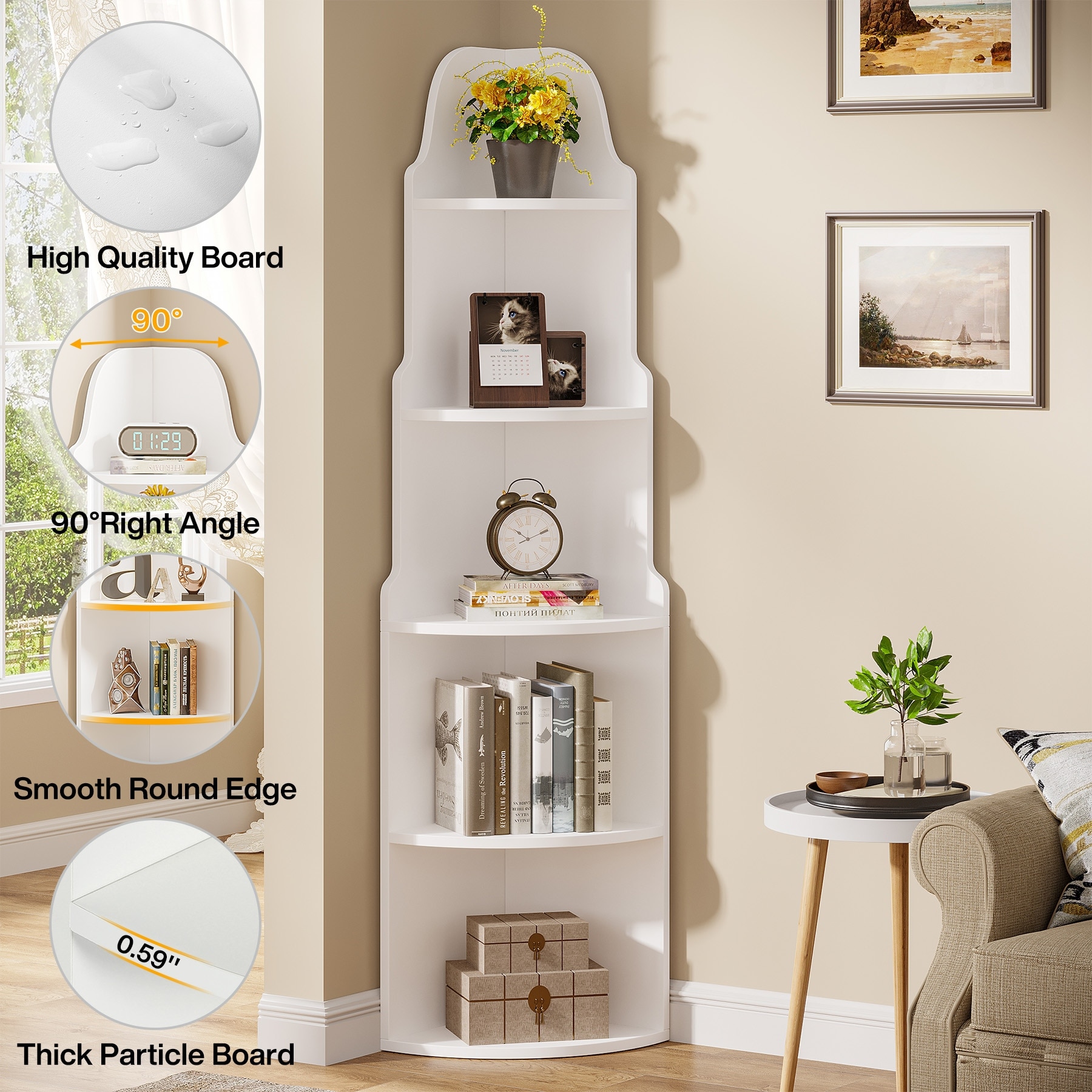white corner shelf
