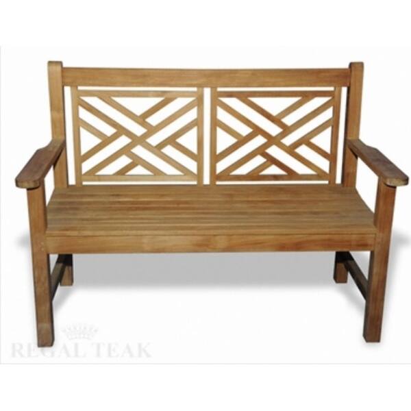 48" Natural Teak Plantation Grown Solid Wood Outdoor Patio Double Seat ...