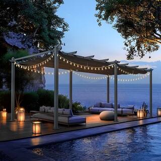 Outdoor Metal Patio Pergola with Aluminum Covering Tape and Upgraded ...