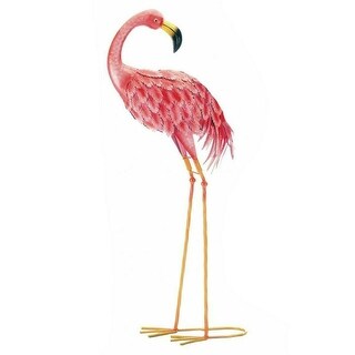 Bright Flamingo Yard Art - Looking Back - 14.25"Lx7.75"Wx33"H - Bed ...