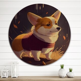 Designart "Cute Little Corgi Dog" Animals Dog Corgi Gangster Mafia Wood ...