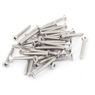 4.8mm x 38mm Flat Head Phillips Self Tapping Screw Fasteners Silver ...