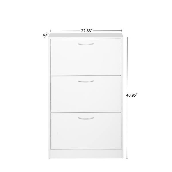 3 Sleek Pivot Drawers Shoe Cabinet With Metal Handle - Bed Bath ...