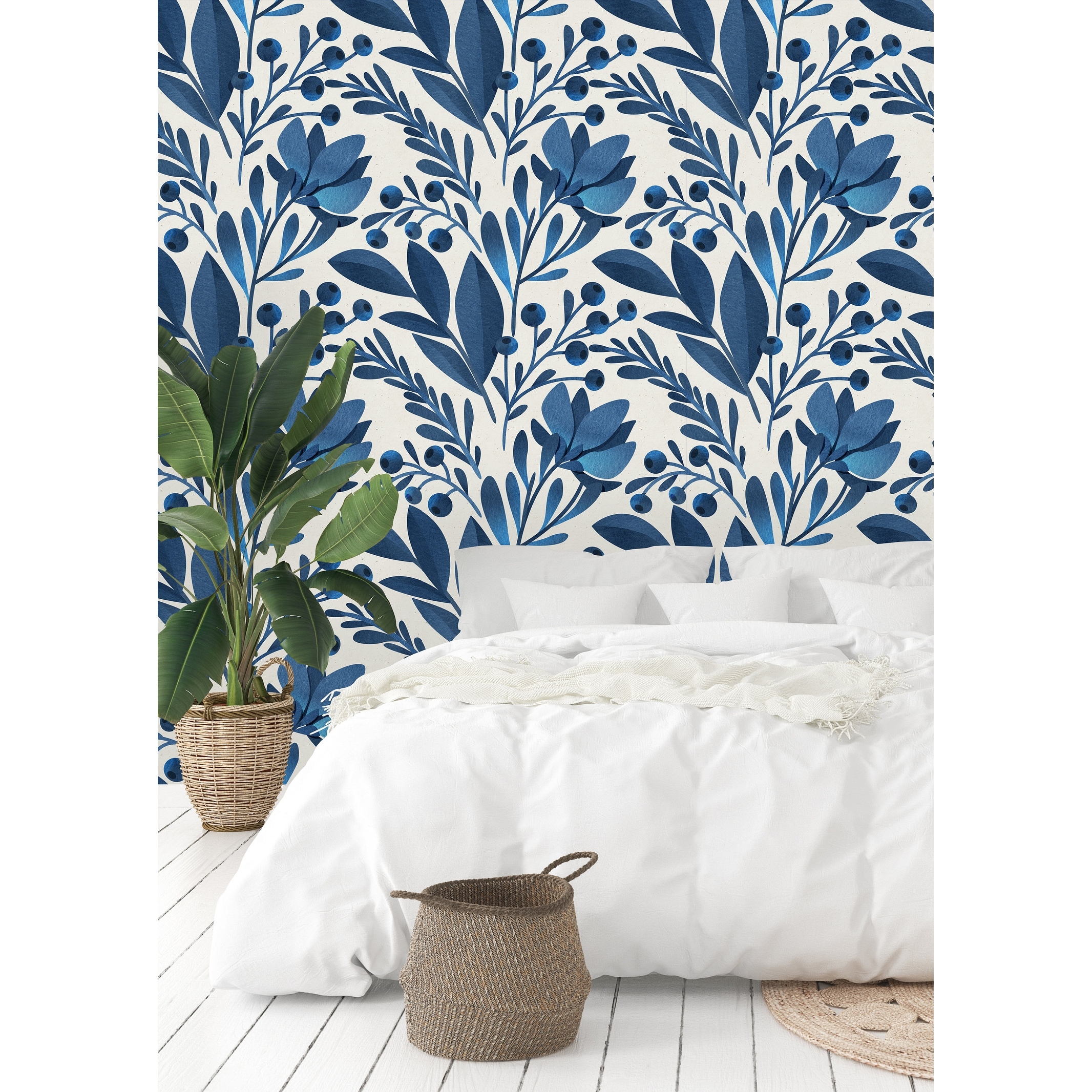 Blue Watercolor Flowers Background Removable Wallpaper - On Sale - Bed ...