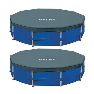 Intex 12 Foot Round Frame Easy Set Above Ground Swimming Pool Cover (2 ...