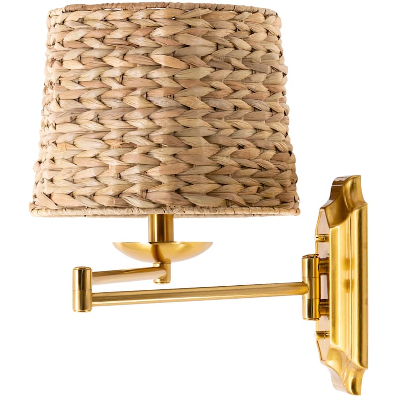 Artistic Weavers Aubre Woven Rattan Swing Arm Wall Sconce - 14.5"H x 14 ...