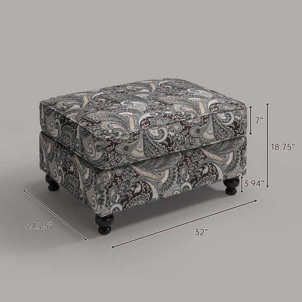 Morden Fort Classical Paisley Print Cocktail Rectangular Ottoman - Bed ...