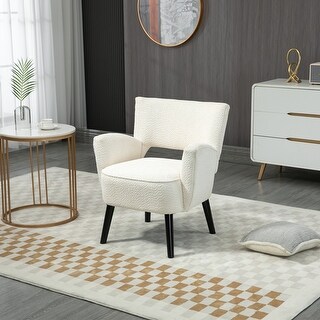 Fabric Accent Arm Chair with Upholstered Seat and Solid Wood Legs - Bed ...