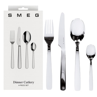 SMEG Stainless Steel Dinner Cutlery 4 Piece Set - Silver - Bed Bath ...