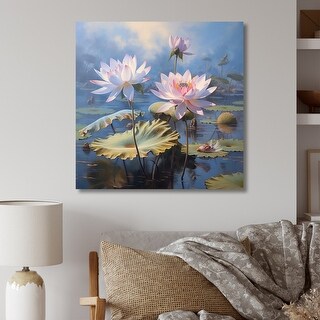 Designart "Lotus Eternal Beauty Amongst Lily Pads" Lotus Wall Art - Bed ...