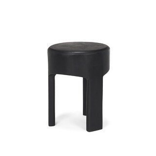 Riya Solid Black Wooden Stool - Bed Bath & Beyond - 40368512