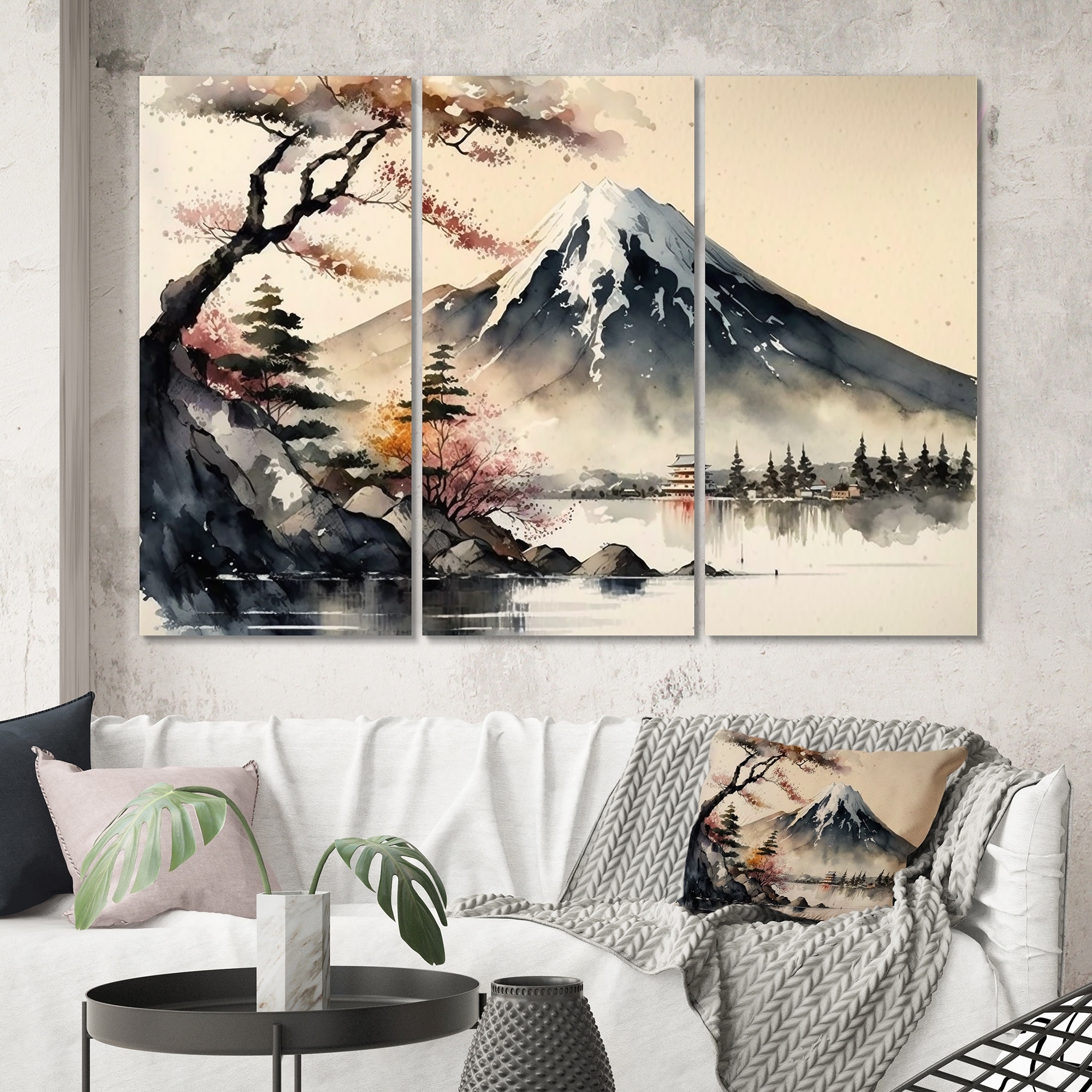 Japan Watercolor Landscapes Designart 'Japanese Landscape In