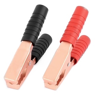 1 Pair 140mm Long Copper Plated Car Battery Test Alligator Clip Red ...