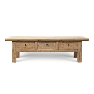 63 Inches Wide Coffee Table with Three Drawers Weathered Natural - Bed ...