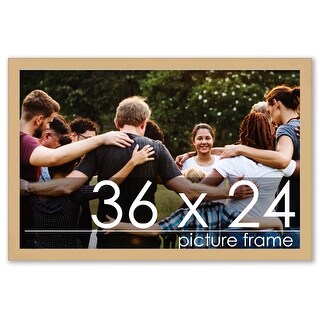 36x24 Traditional Natural Wood Picture Frame - UV Acrylic, Foam Board ...
