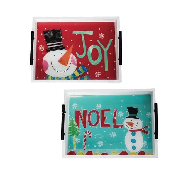MDF Glazed Tray Set of Two Christmas Home Decorations - Bed Bath ...