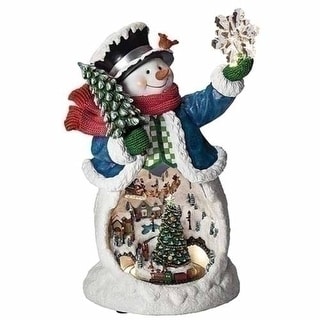 13.25" LED Lighted Snowman with Rotating Scene Musical Christmas Figure ...