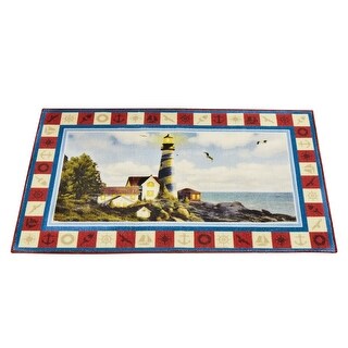 Nautical Lighthouse Scene Skid-Resistant Accent Rug - 29" x 48" - Bed ...