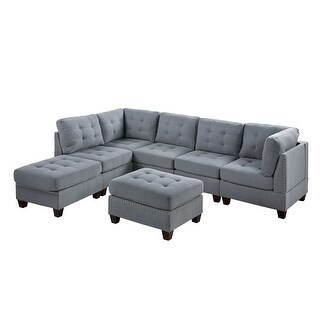 Modern 7 Piece Sectional Sofa Set, L Shape Adjustable Sofa Set Modular ...