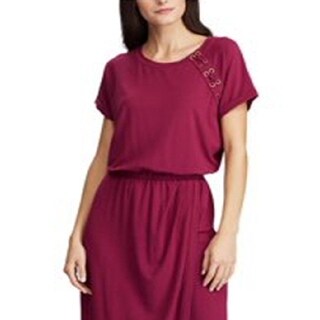Ralph Lauren Women's Farryn Jewel Neck Cocktail Midi Dress Red Size ...