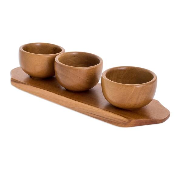 Novica Handmade Natural Elegance Teak Wood Condiment Set (4 Pieces ...