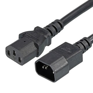 AC Power Cord 3 Prong C14 Male to C15 Female 0.5M PDU Extension Cable - Black - 250V 10A - Bed ...