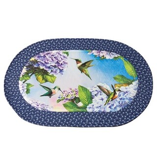 Hummingbirds and Hydrangeas Braided Accent Rug - 10.000 x 7.250 x 3.000 ...