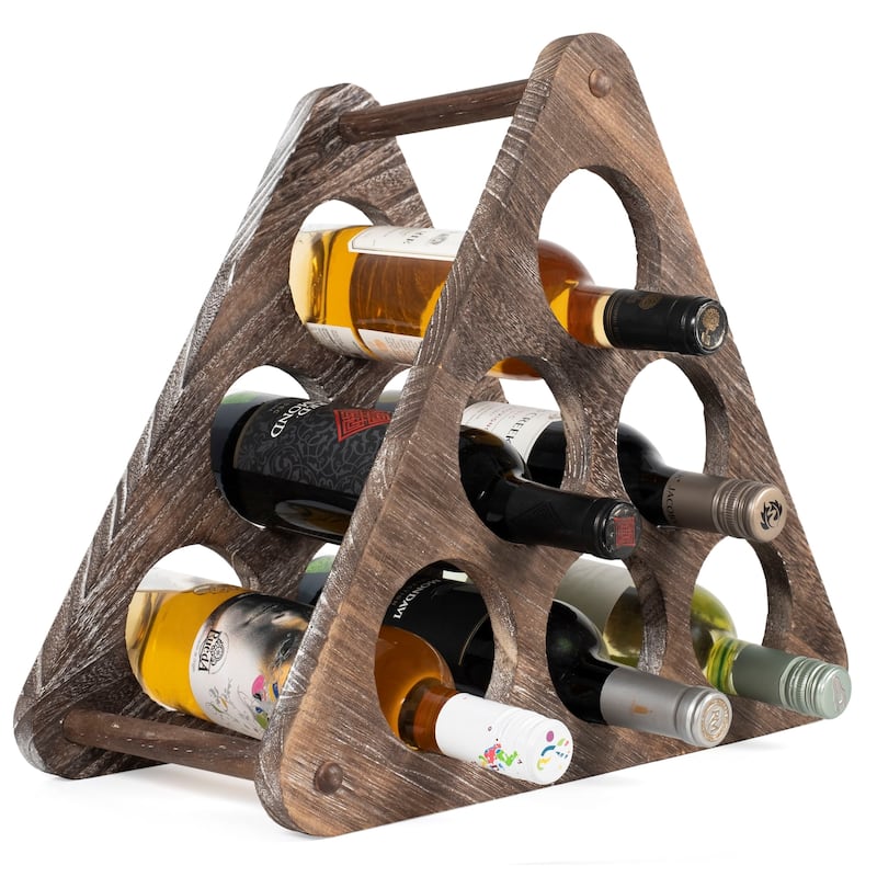 Rustic State Marche Triangle Table Top Wood Wine Rack - Overstock ...