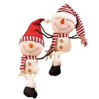 2 Assorted Dangle Leg Snowmen Plush Figurines for Holiday Home Decor ...