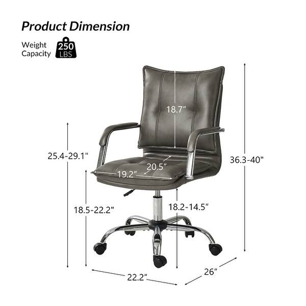 Dwight Modern Faux Leather Swivel Task Chair with Padded Arms and ...