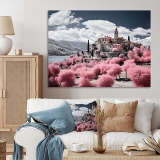 Designart "Italy Beautiful Pink Landscape" Landscapes Wall Decor - Bed ...