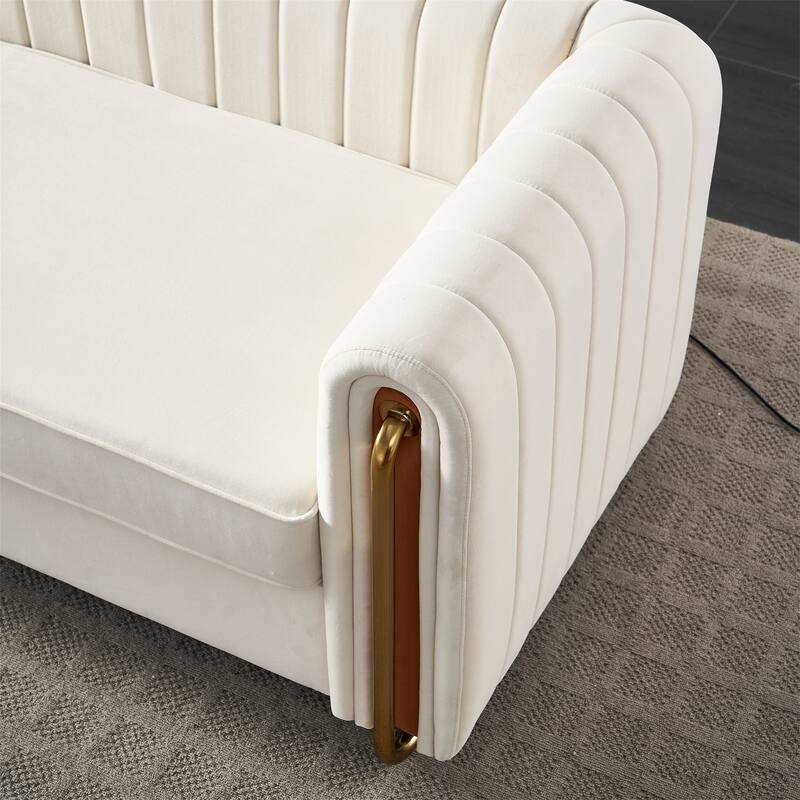 Modern Velvet Sofa Channel Tufted Arms and Back - Overstock - 36117517