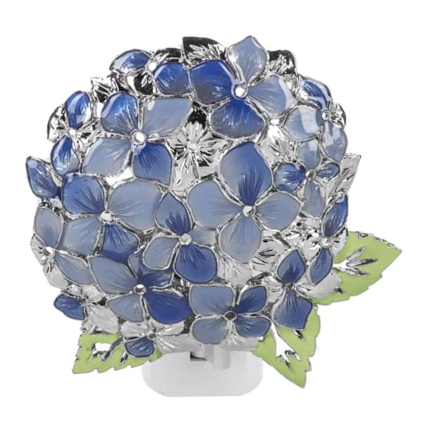 Hydrangeas Floral Night Light Electric 7 Watt Blue and Silver - Bed ...