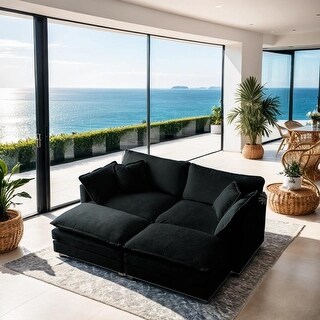 Artsy 4-Piece Upholstered Sectional Sofa, 1-Piece of 2 Seater Sofa & 2 ...