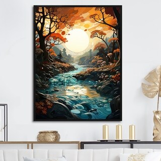 Designart "Native River Of Wisdom " Native American Art Framed Canvas ...