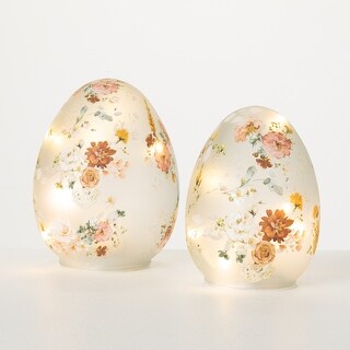 Sullivans 6.5 in and 7 in Watercolor Printed Glass Eggs - Set of 2 ...