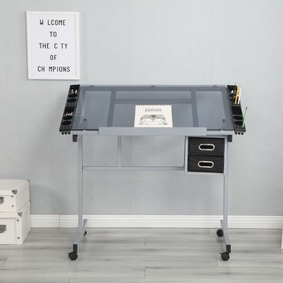 Adjustable Art Drawing Desk With 2 Drawers And 4 Wheels - Bed Bath ...