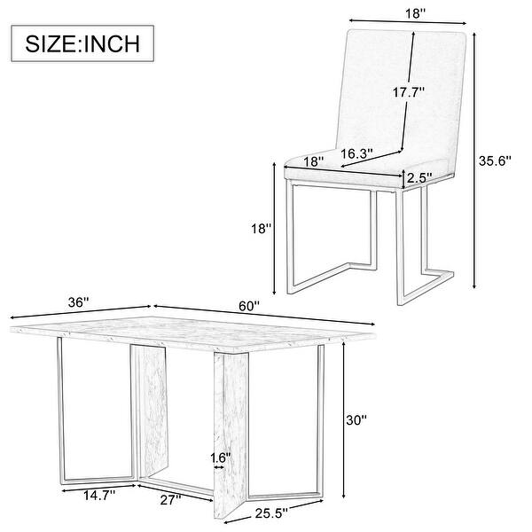 Dining Table Set with Artificial Marble Sticker Tabletop - Bed Bath ...