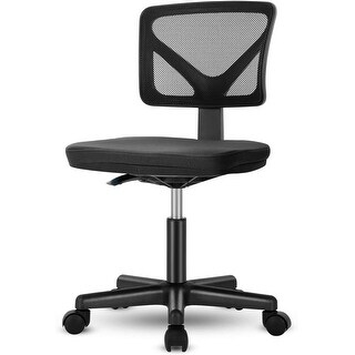 Armless Mesh Office Chair with Swivel Base, Lumbar Support, and Rolling ...