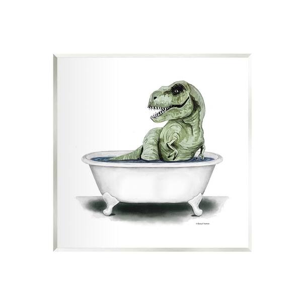 Stupell T-Rex Bathtub Fun Bathroom Wall Plaque Art by Rachel Nieman ...