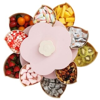 Double Layer Container Petal-Shaped Rotating Snack Serving Tray - Bed ...
