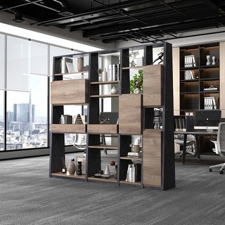 90.5" Tall Bookshelf Room Divider Reconfigurable Office Partition ...