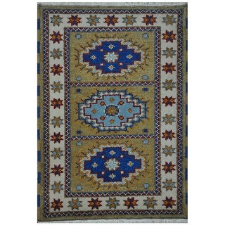 Handmade One-Of-A-Kind Tribal Kazak Wool Rug (India) - 2'x4' - Bed Bath ...